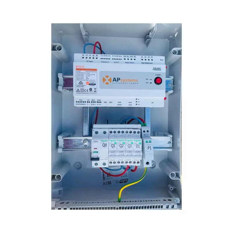 Coffret AC mono avec 2 chaines 4kVA micro onduleurs et emplacement ECU-C